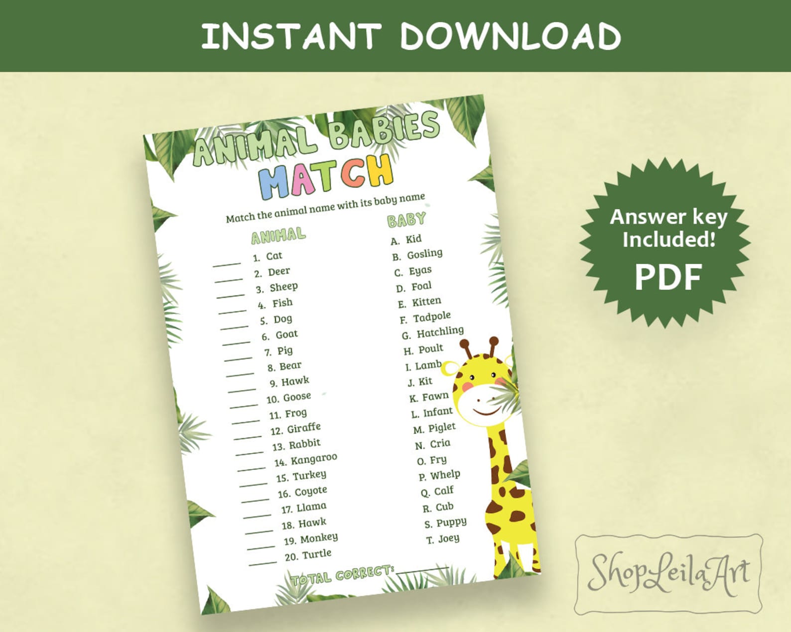 Baby Animal Match, Baby Animals Name Game, Name the Baby Animal Game ...