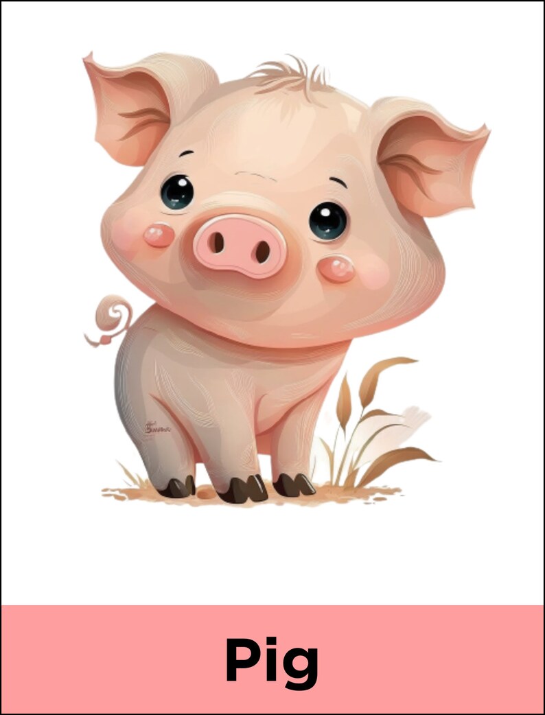 20 Farm Animals Flashcards, Farm Flash Cards, Pre-school Flashcards ...