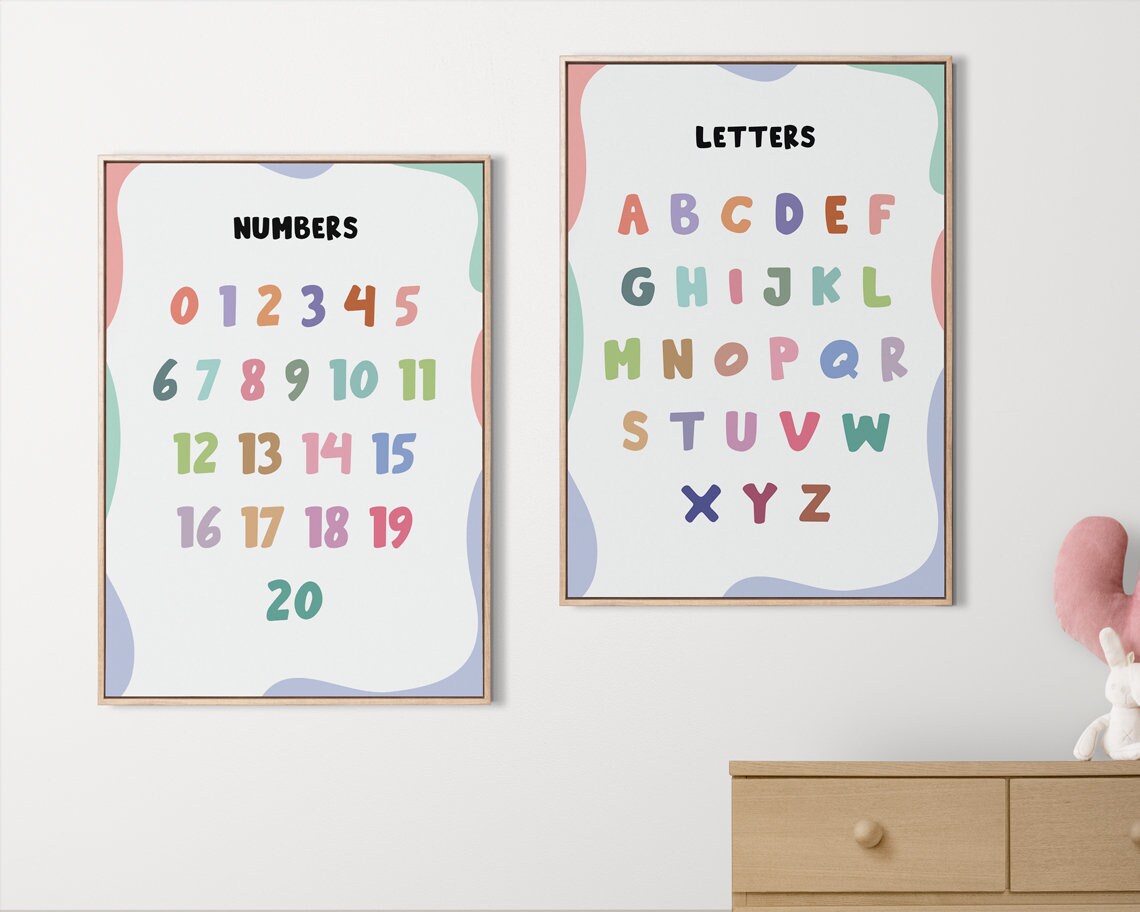 Alphabet Poster, Alphabet Wall Art, Number Poster, Number Print ...