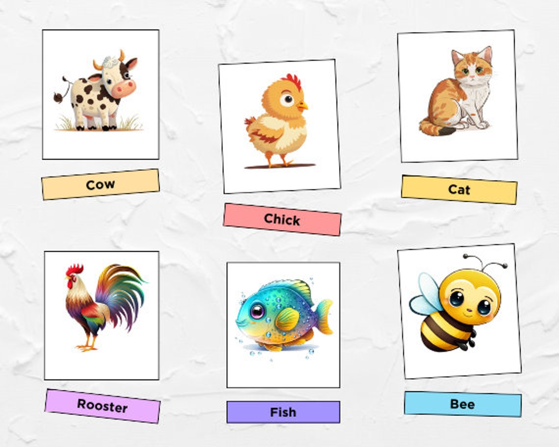 20 Farm Animals Flashcards, Farm Flash Cards, Pre-school Flashcards ...