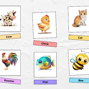 20 Farm Animals Flashcards, Farm Flash Cards, Pre-school Flashcards ...