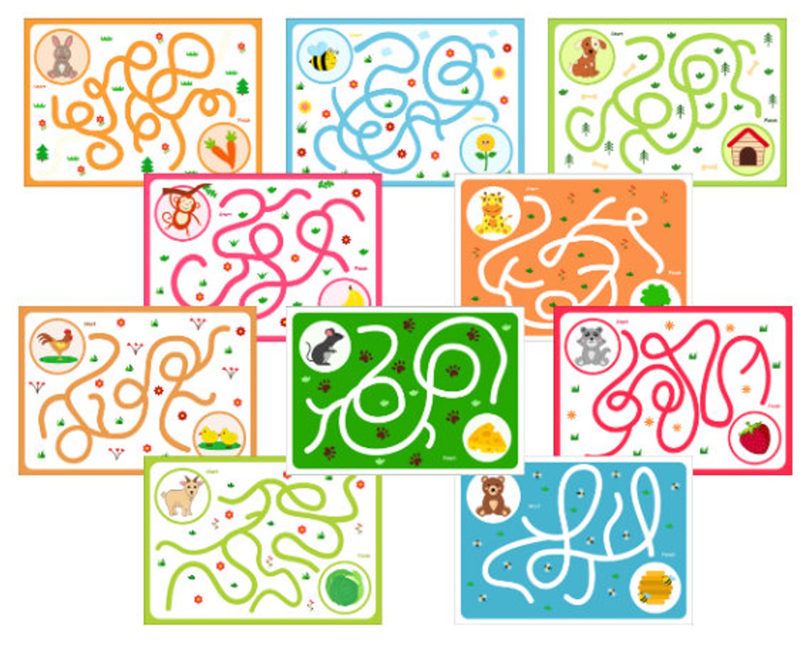 Maze Activity Book Printable, 10 Mazes for Kids, Busy Book for Toddlers ...