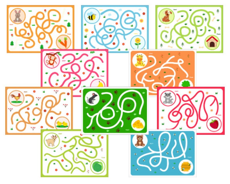 Maze Activity Book Printable, 10 Mazes for Kids, Busy Book for Toddlers ...