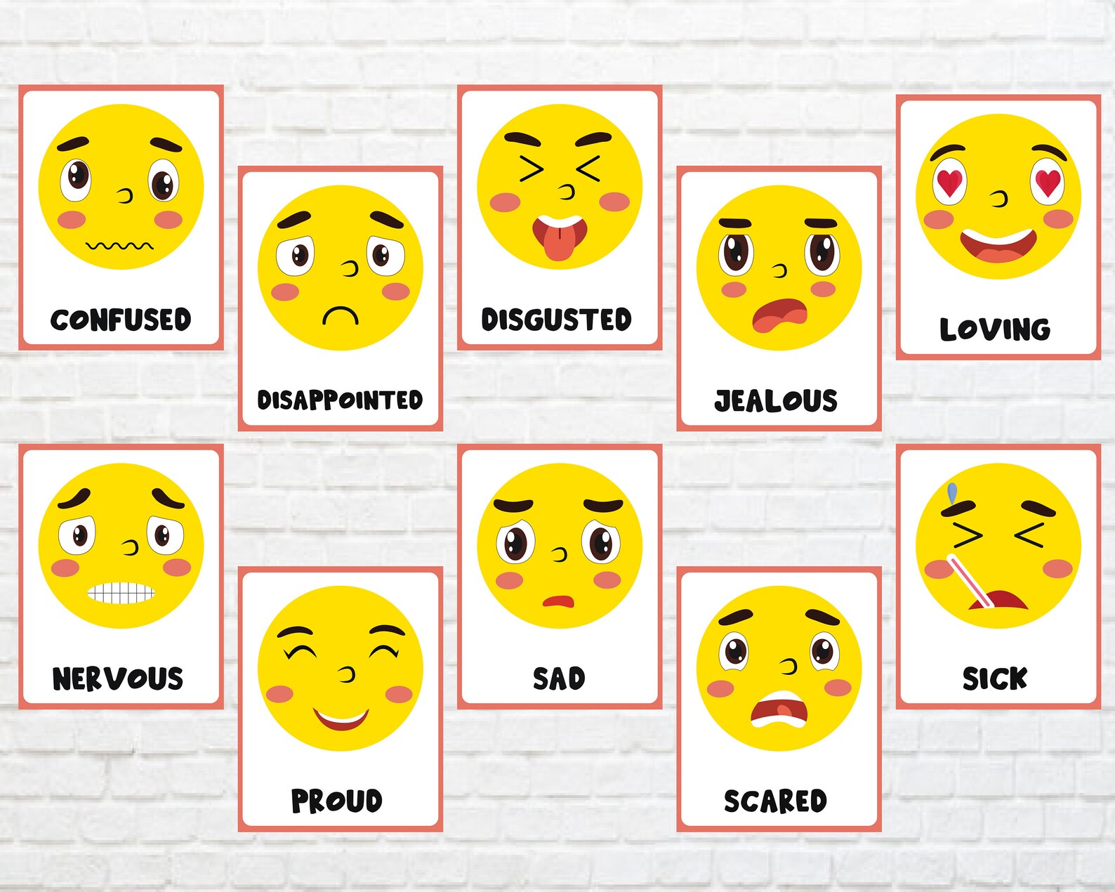 Feelings Faces, Emotion Flashcards, Kids Emotions and Feelings Cards ...