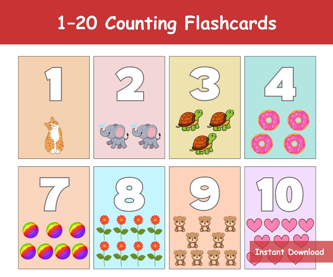 Number Flashcards 1-20, Numbers Flashcards, Learn to Count, Numbers 1 ...