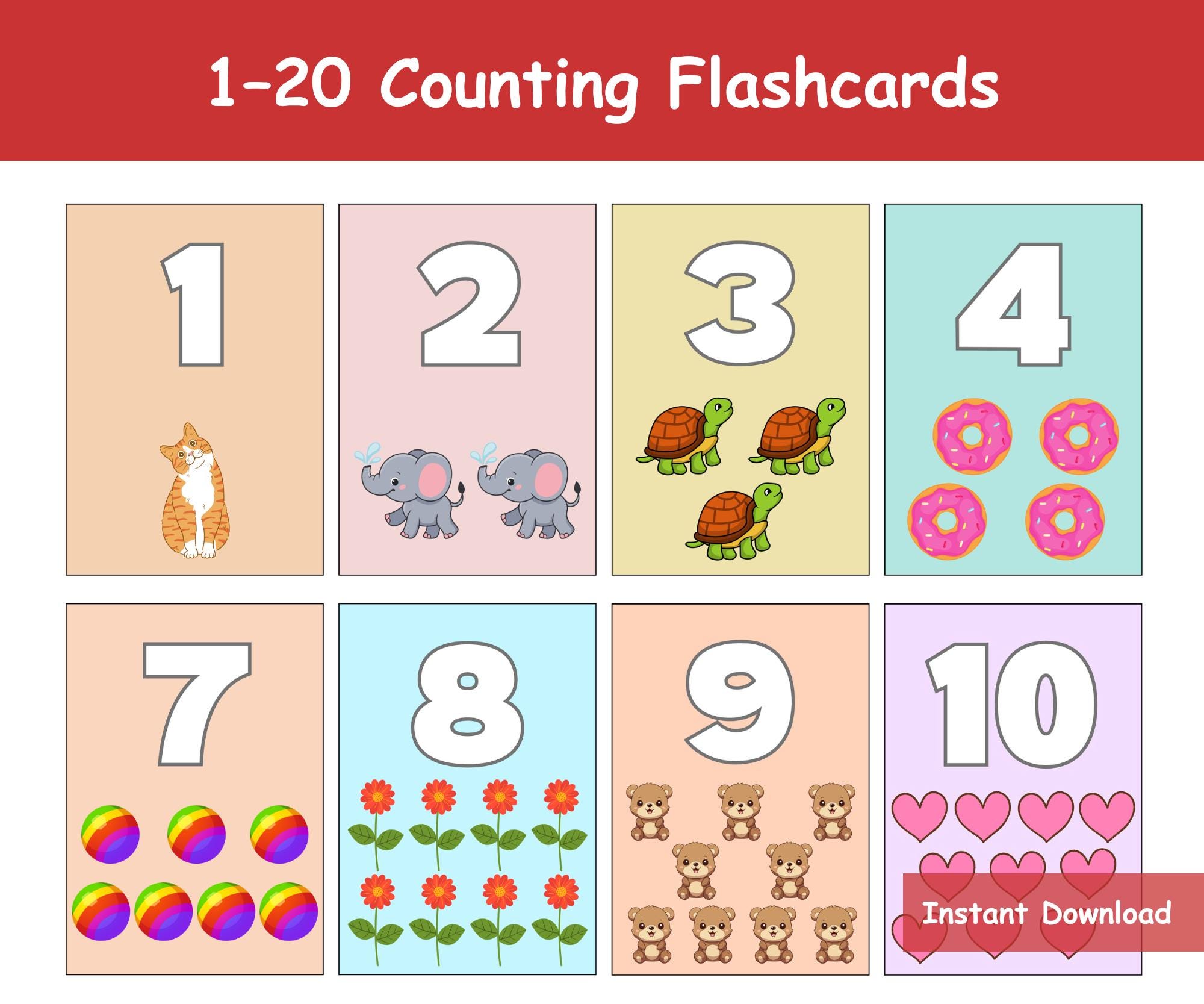 Number Flashcards 1-20, Numbers Flashcards, Learn to Count, Numbers 1 ...