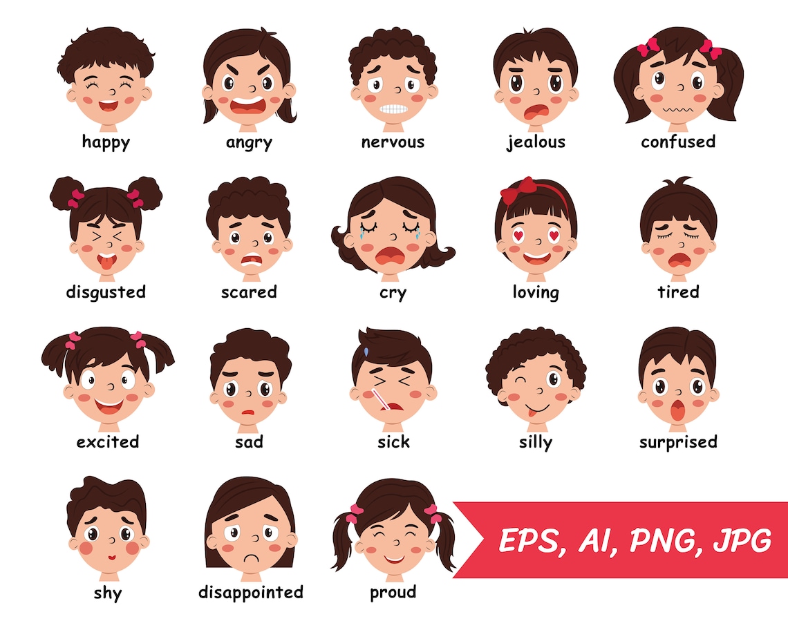 Feelings Faces Kids Png, Happy, Emotions Clipart, Angry, Educational ...