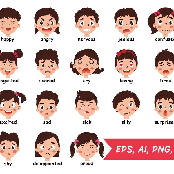 Feelings Faces Kids Png, Happy, Emotions Clipart, Angry, Educational ...