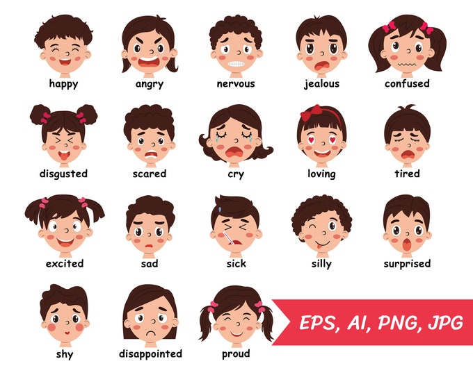 Feelings Faces Kids Png, Emoji Clipart, Emotions Clipart, Educational ...