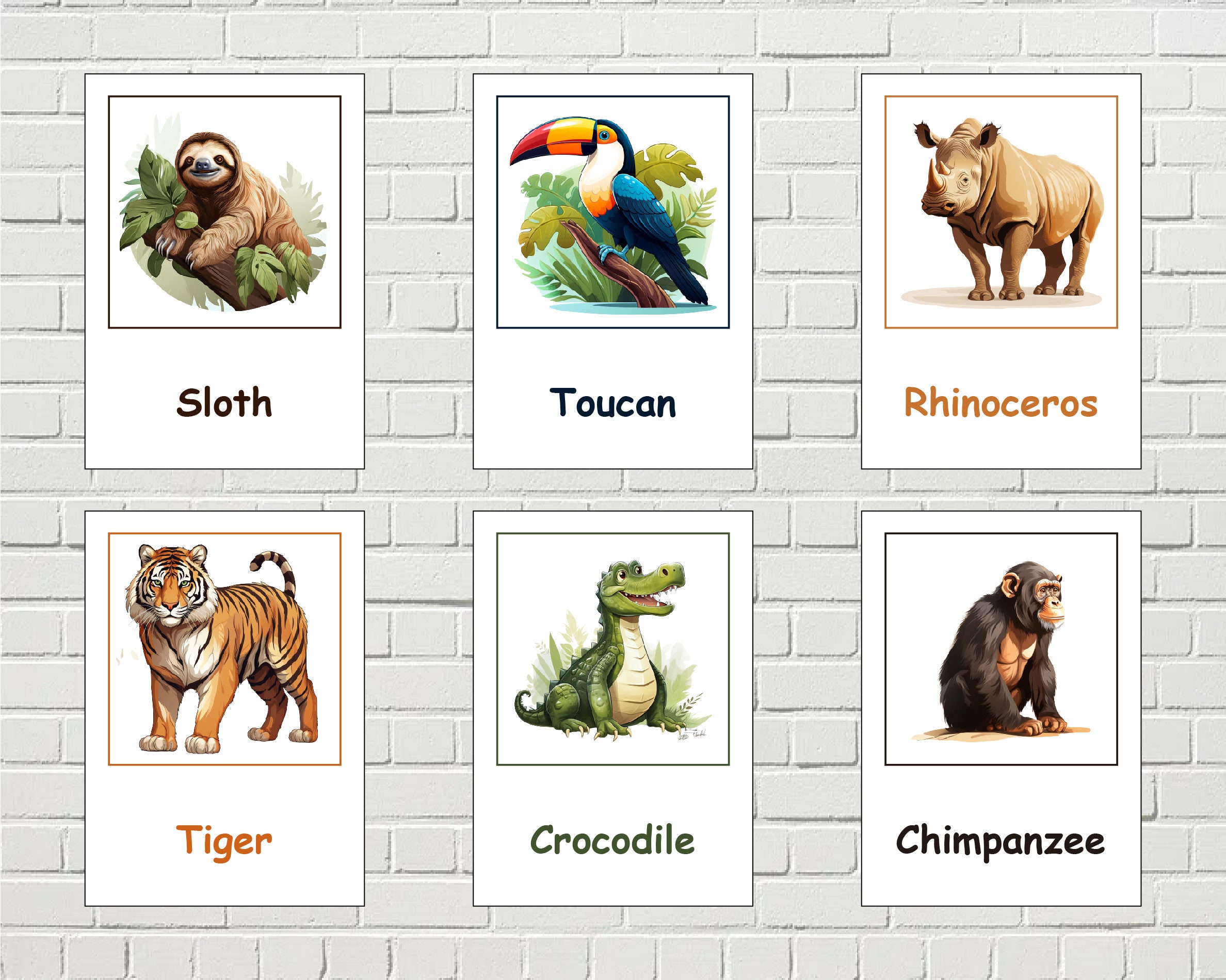 23 Jungle Animals Flashcards, Wildlife Learning PDF, Animals Vocabulary ...