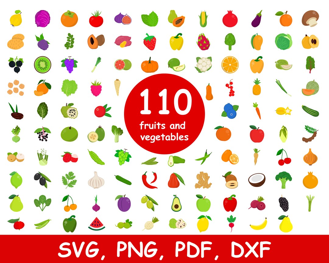 Vegetables and Fruits SVG, Vegetable and Fruit Clip Art, Vegetable ...