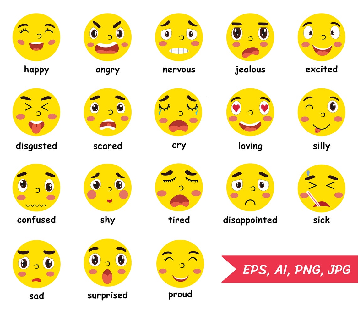 Feelings Faces Kids Png, Emoji Clipart, Emotions Clipart, Educational ...