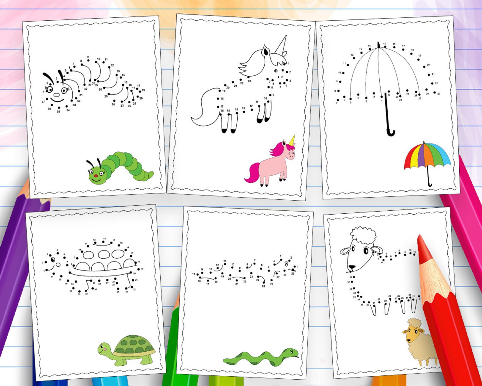 40 Dot to Dot Drawing Games, Dot to Dot Book With Animals, Dot to Dot ...