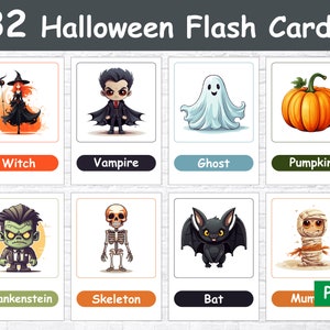 32 Halloween Flashcards, Halloween Words and Pictures, Halloween Party ...