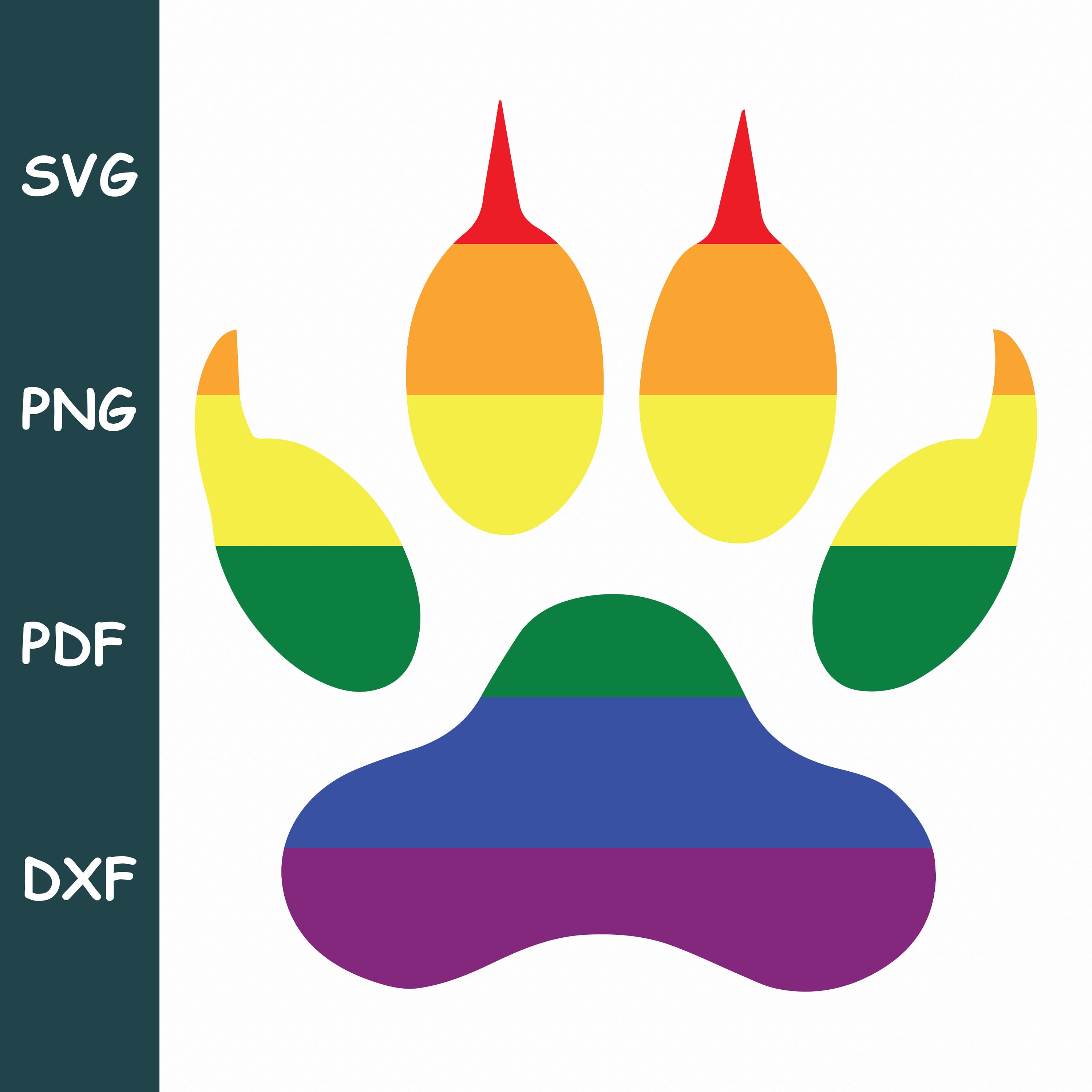 Rainbow Paw Svg, Print Cat Paw, paw pride svg, LGBT Supporter Svg, Gay ...