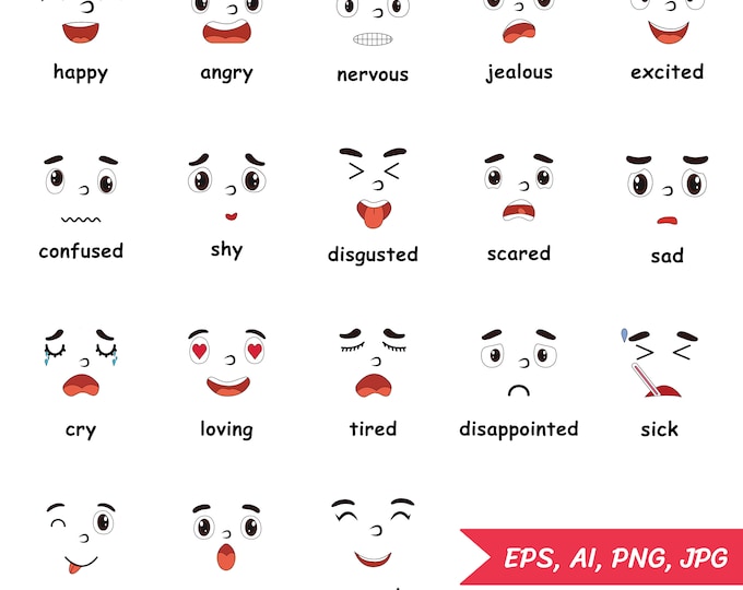 Feelings Faces Kids Png, Emoji Clipart, Emotions Clipart, Educational ...