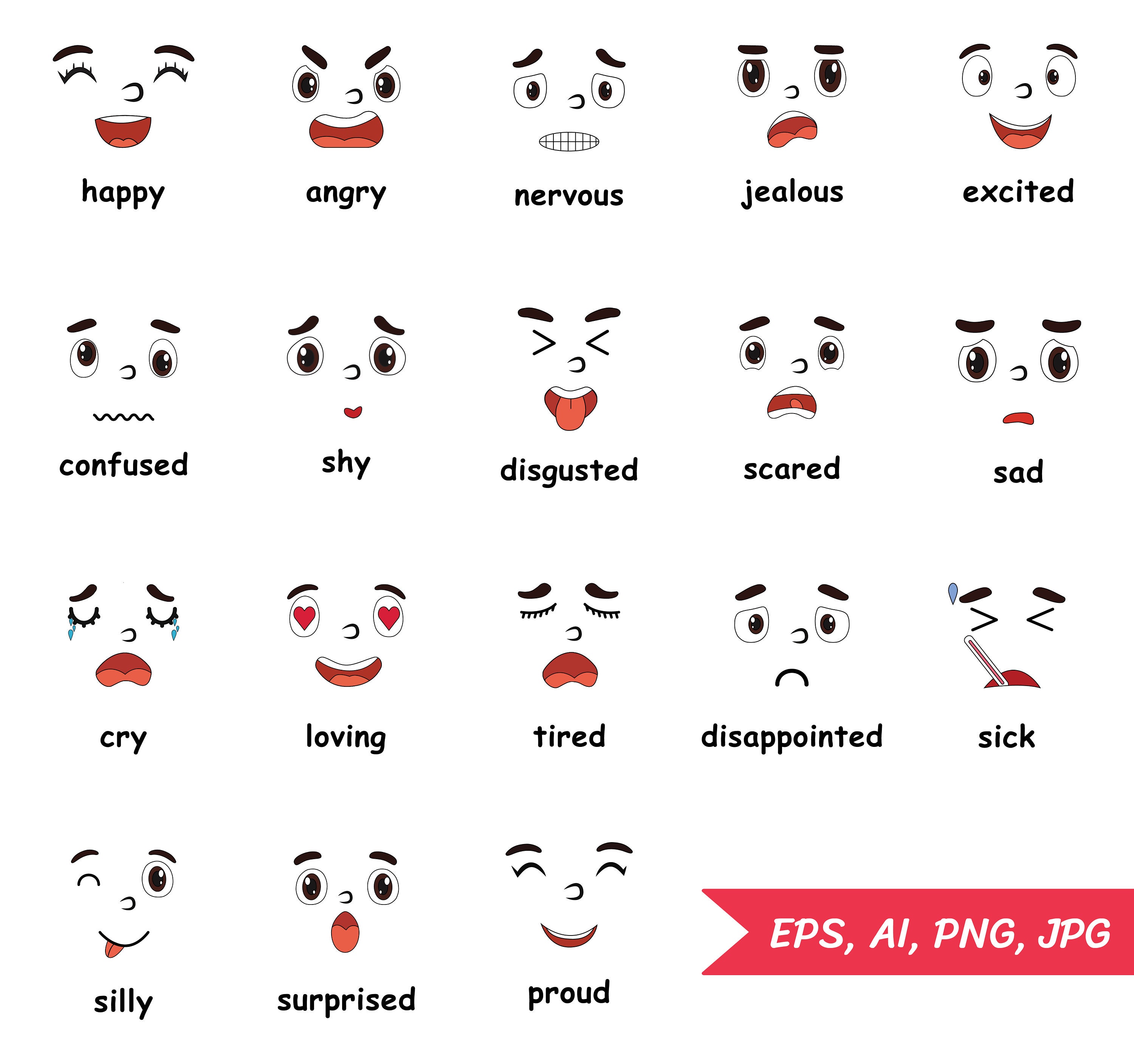 Feelings Faces Kids Png, Happy, Emotions Clipart, Angry, Educational ...