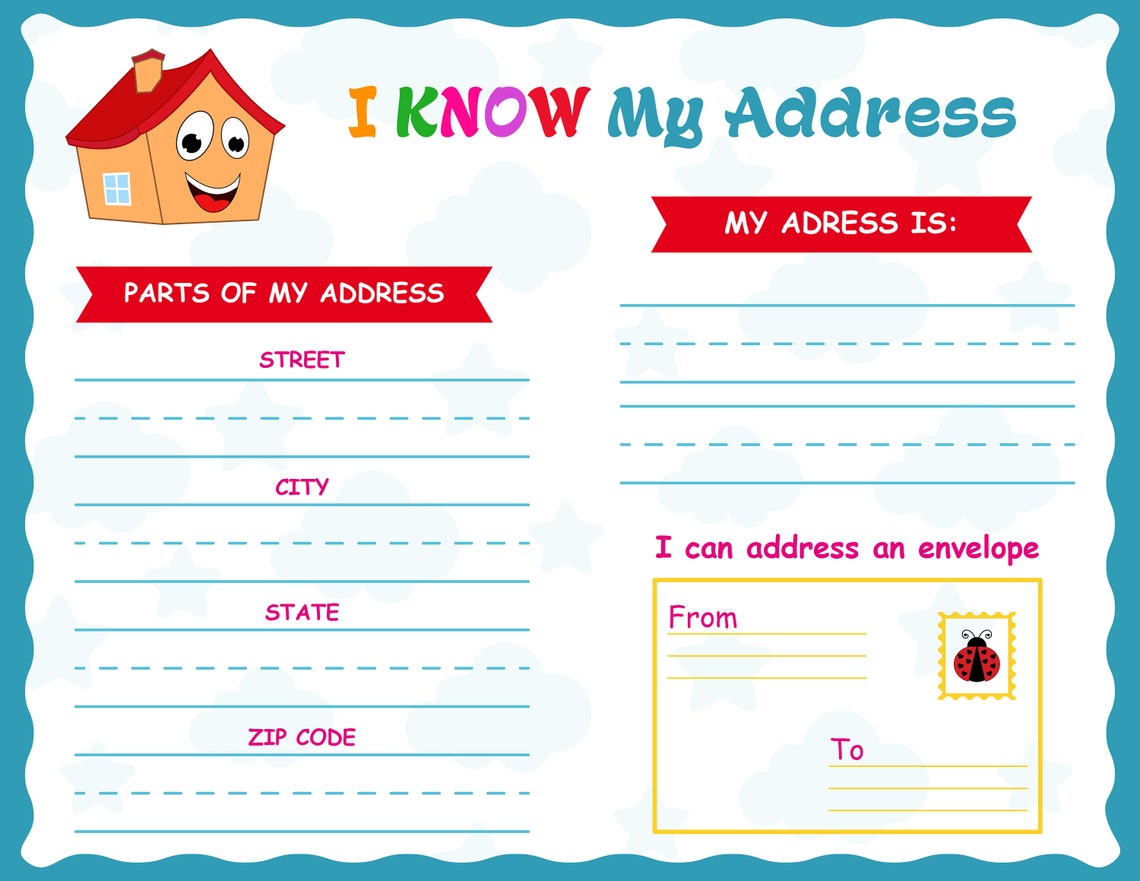 Address Kids Activity, Address Practice, Homeschool Printable ...