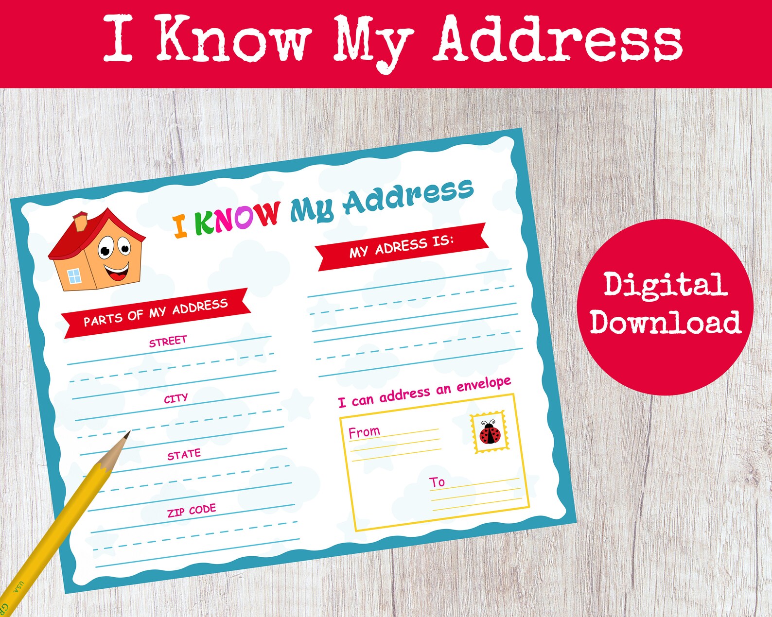 Address Kids Activity, Address Practice, Homeschool Printable ...
