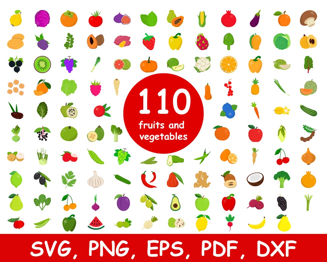 Vegetables and Fruits SVG Vegetable and Fruit Clip Art - Etsy