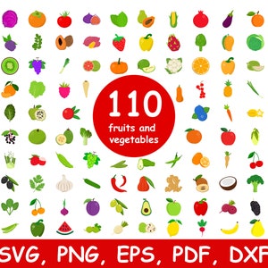 Vegetables and Fruits SVG Vegetable and Fruit Clip Art - Etsy
