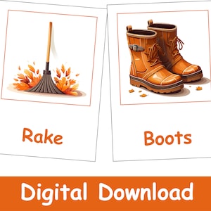 30 Fall Flashcards for Kids, Autumn-themed Vocabulary Cards, Seasonal ...