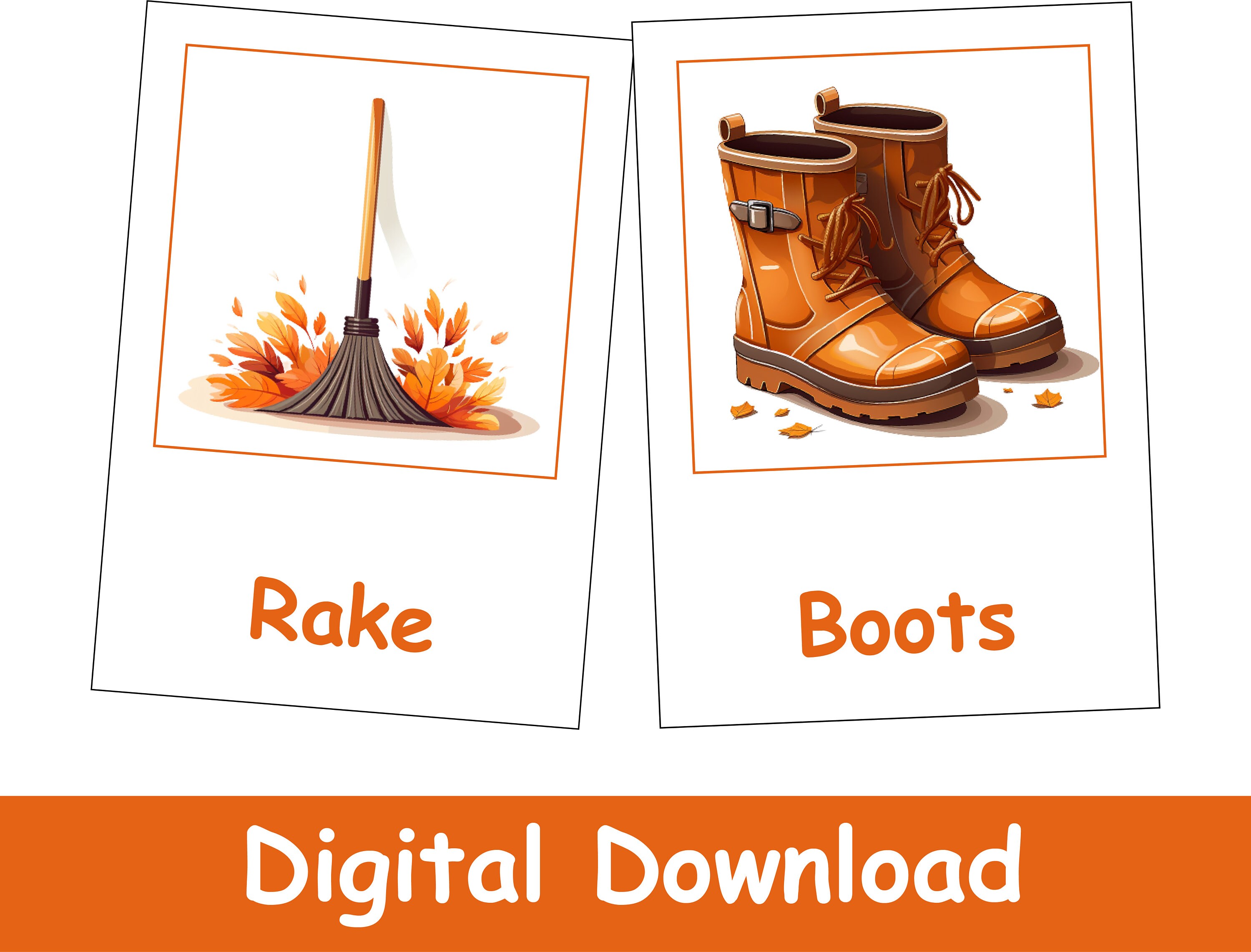 30 Fall Flashcards for Kids, Autumn-themed Vocabulary Cards, Seasonal ...