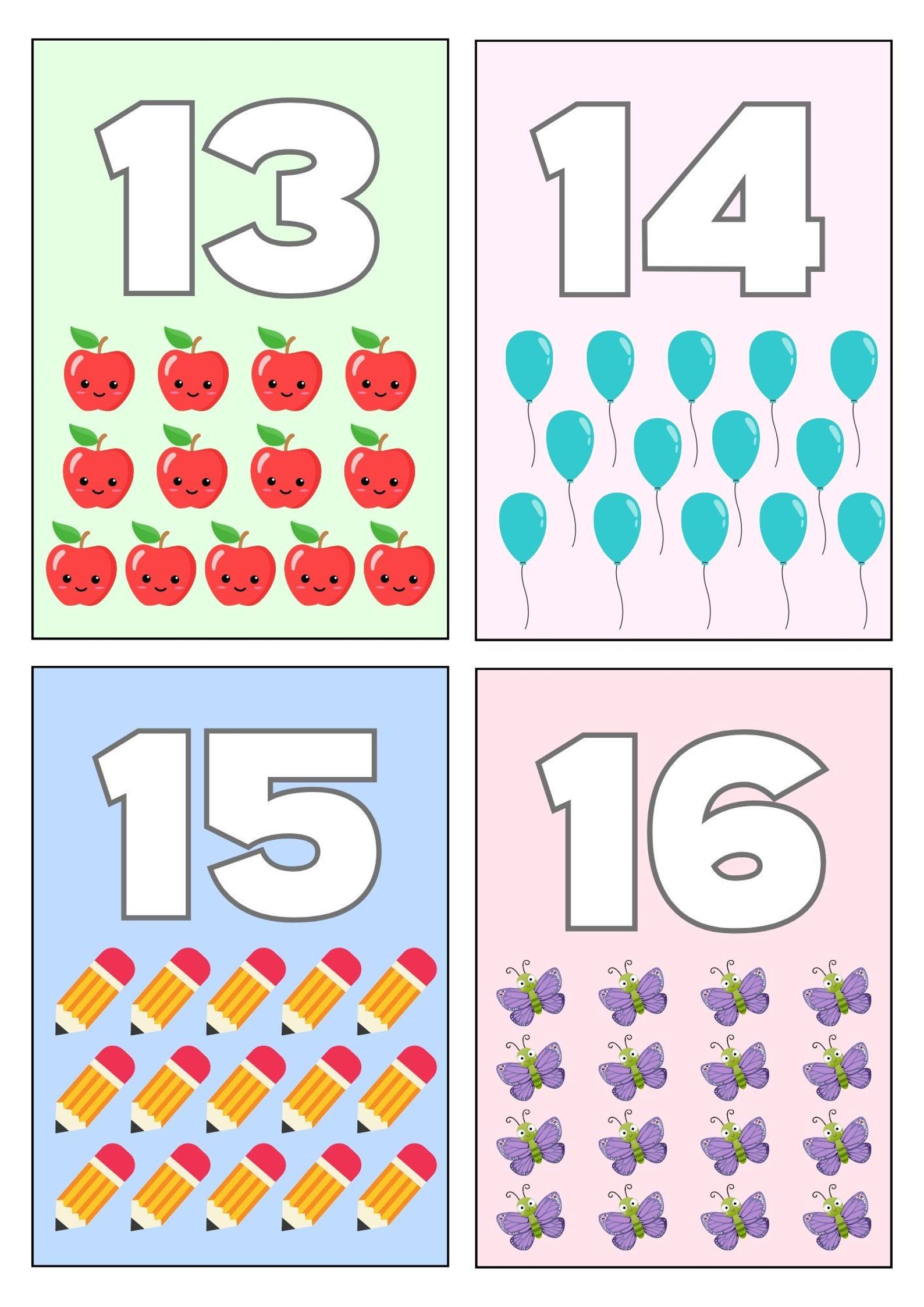 Number Flashcards 1-20, Numbers Flashcards, Learn to Count, Numbers 1 ...