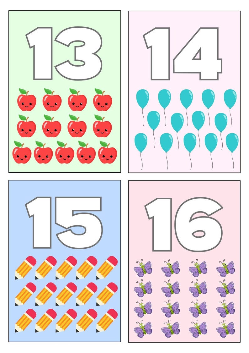 Number Flashcards 1-20, Numbers Flashcards, Learn to Count, Numbers 1 ...