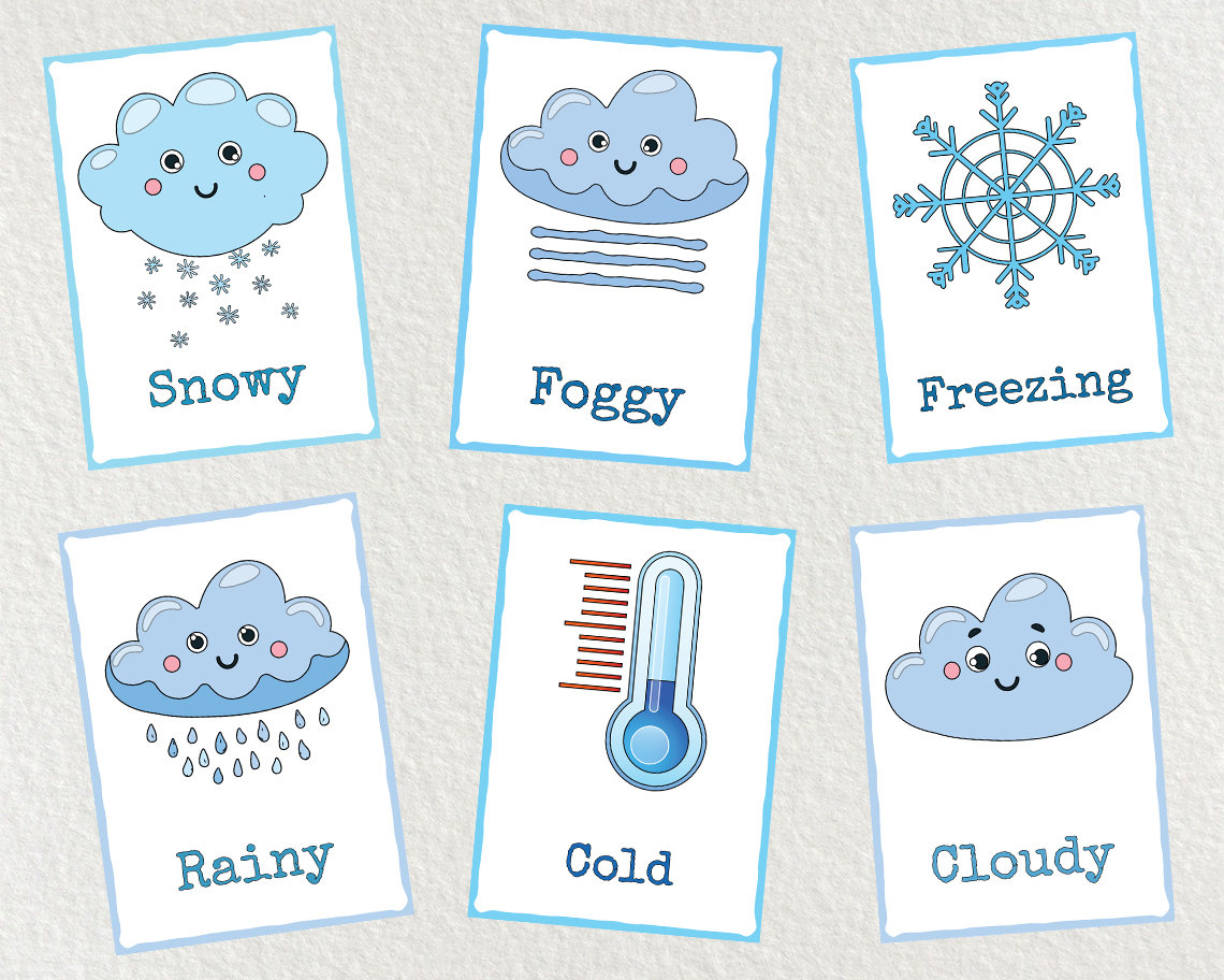 Toddler Weather Flash Cards, 12 Nomenclature Cards, Homeschool ...
