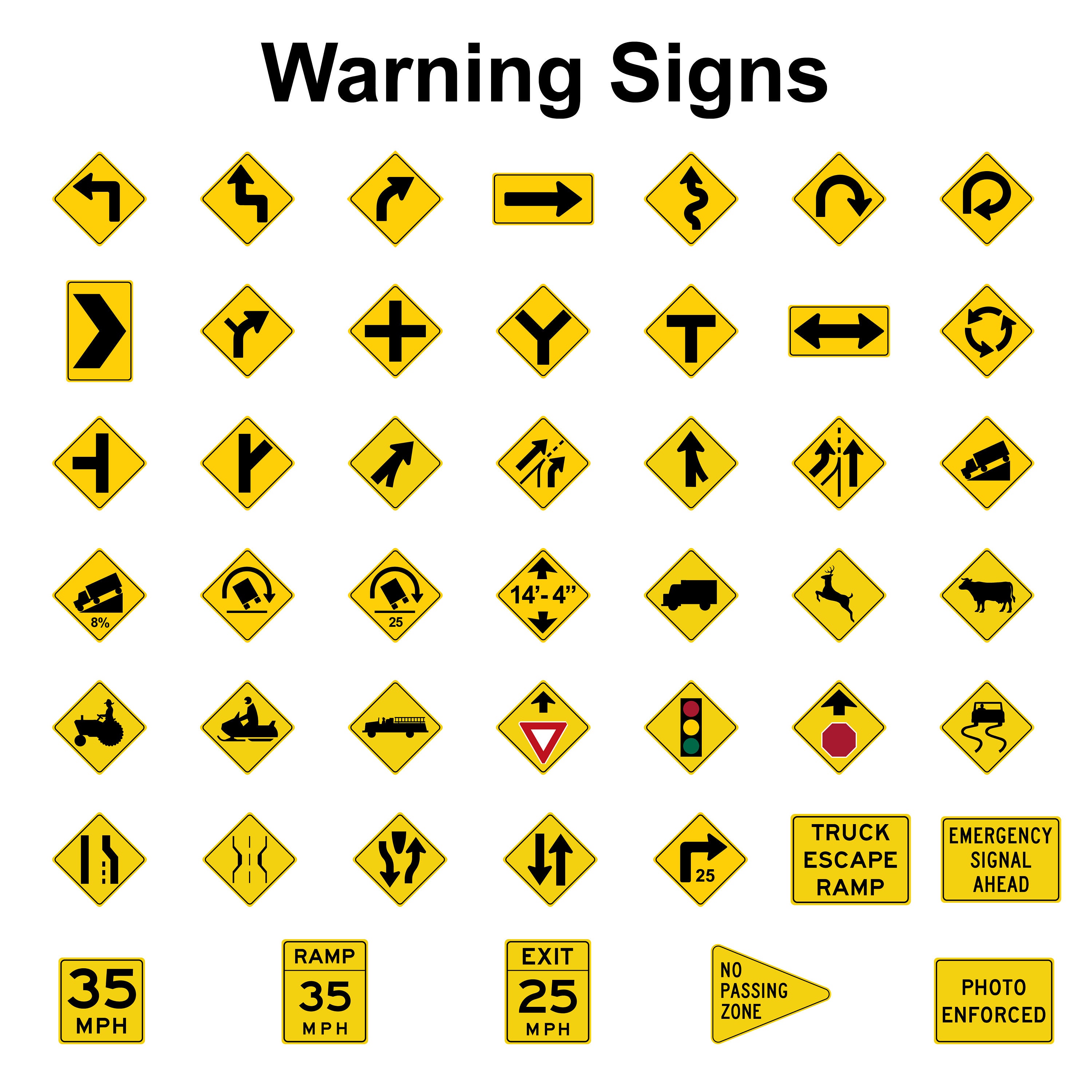 USA Traffic Signs, Traffic Signs Learning, USA Warning Signs Svg ...
