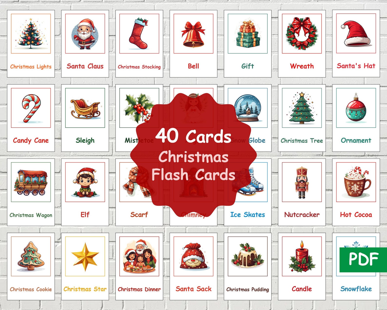 40 Christmas Flashcards Printable Christmas Flashcards - Etsy