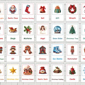 40 Winter Flashcards, Printable Christmas Flashcards, Winter Vocabulary ...