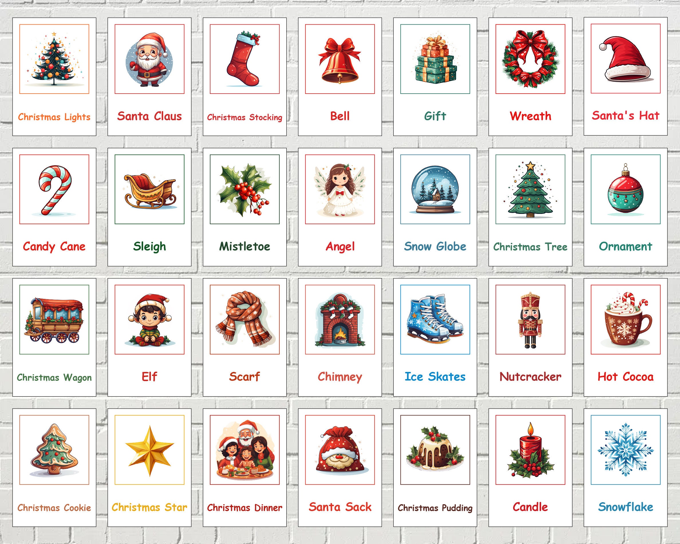 40 Christmas Flashcards Printable Christmas Flashcards - Etsy