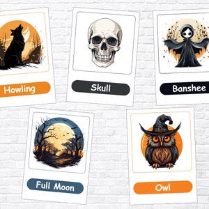 32 Halloween Flashcards, Halloween Words and Pictures, Halloween Party ...