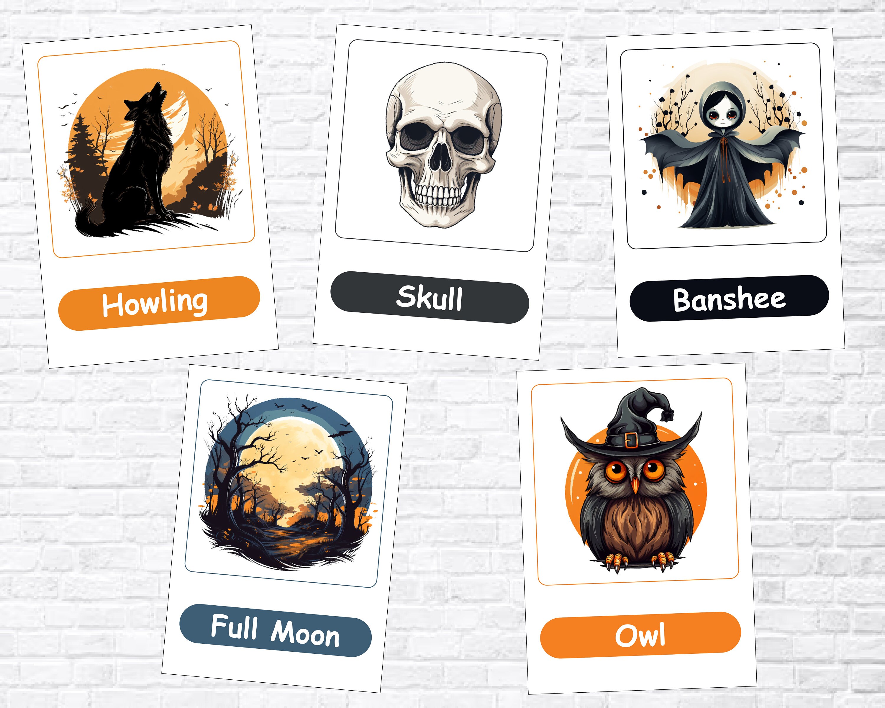 32 Halloween Flashcards, Halloween Words and Pictures, Halloween Party ...