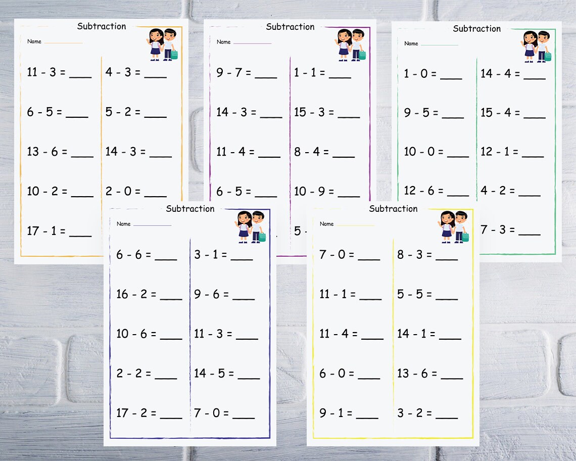 10 Printable Subtraction Worksheets, Preschool-2nd Grade Math ...