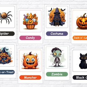 32 Halloween Flashcards, Halloween Words and Pictures, Halloween Party ...