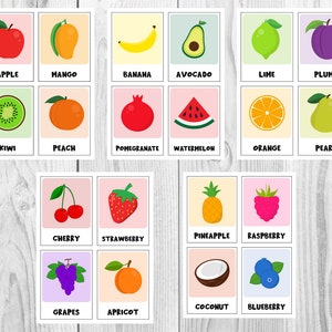 Toddler Fruits Flash Cards, 20 Nomenclature Cards, Homeschool Materials ...