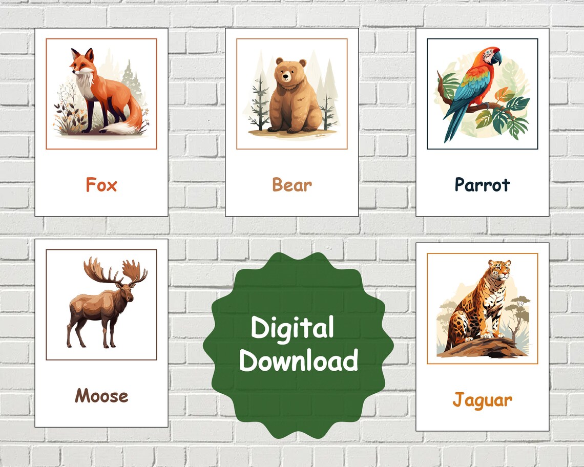30 Forest Animals Flashcards, Forest Animals Vocabulary, Printable ...