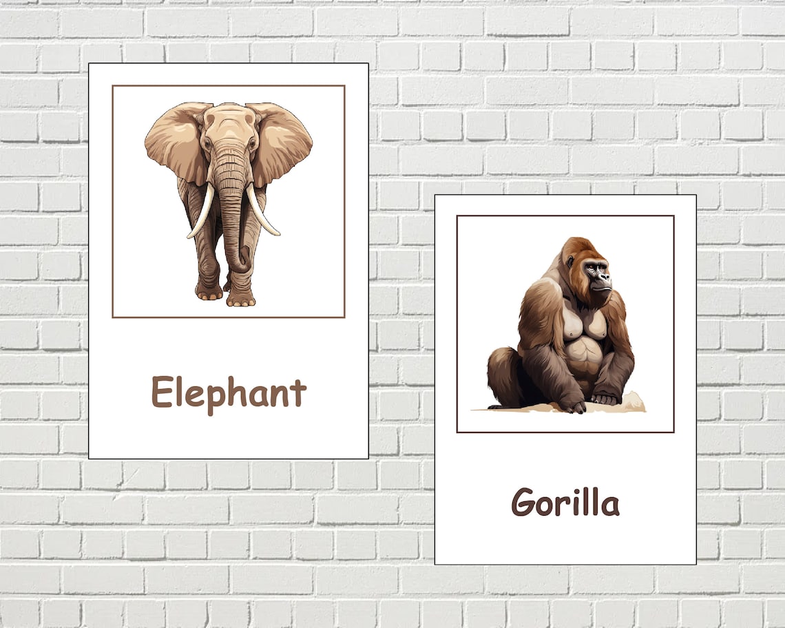 40 Safari Animals Flashcards, Printable Animal Flashcards, Animals ...