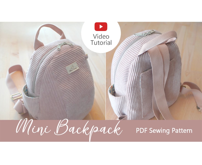 Mini Backpack Sewing Pattern, PDF Digital Sewing Pattern With Youtube ...