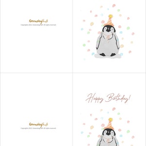 Printable Birthday Card With Penguin, DIN A5 Folding Card, Postcard DIN ...