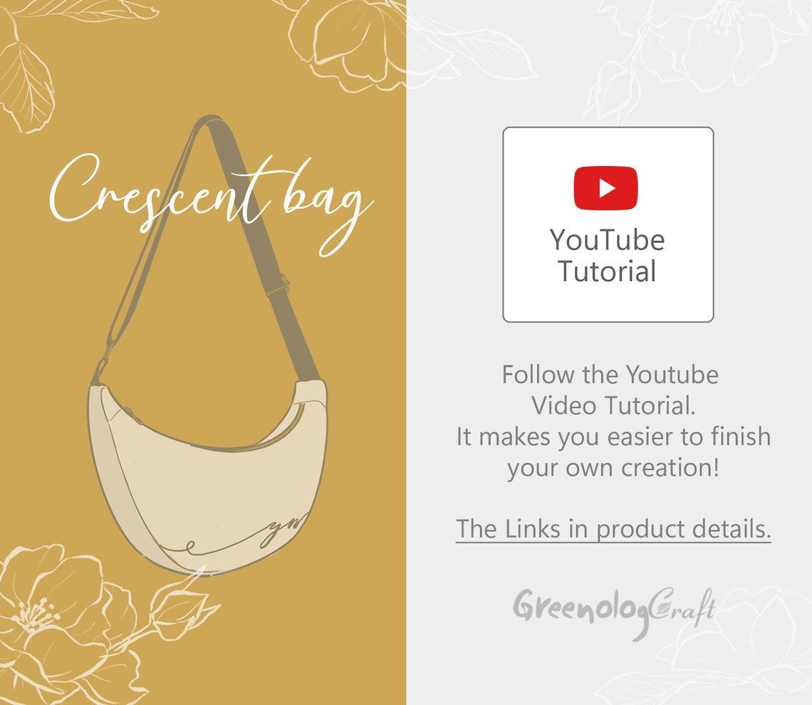 Crescent Bag Sewing Pattern, PDF Digital Sewing Pattern With Youtube ...