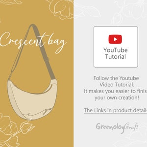 Crescent Bag Sewing Pattern, PDF Digital Sewing Pattern With Youtube ...