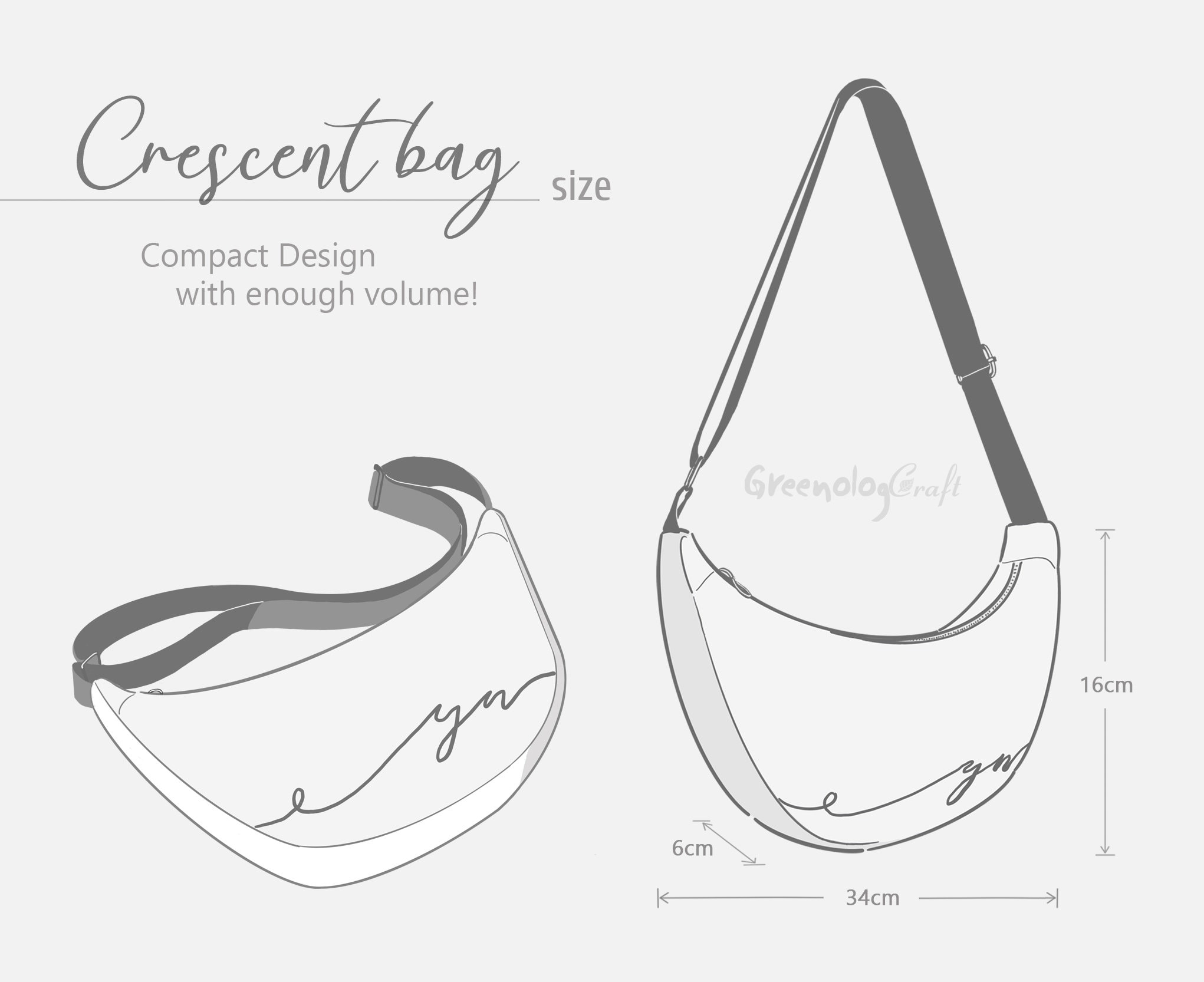 Crescent Bag Sewing Pattern, PDF Digital Sewing Pattern With Youtube ...