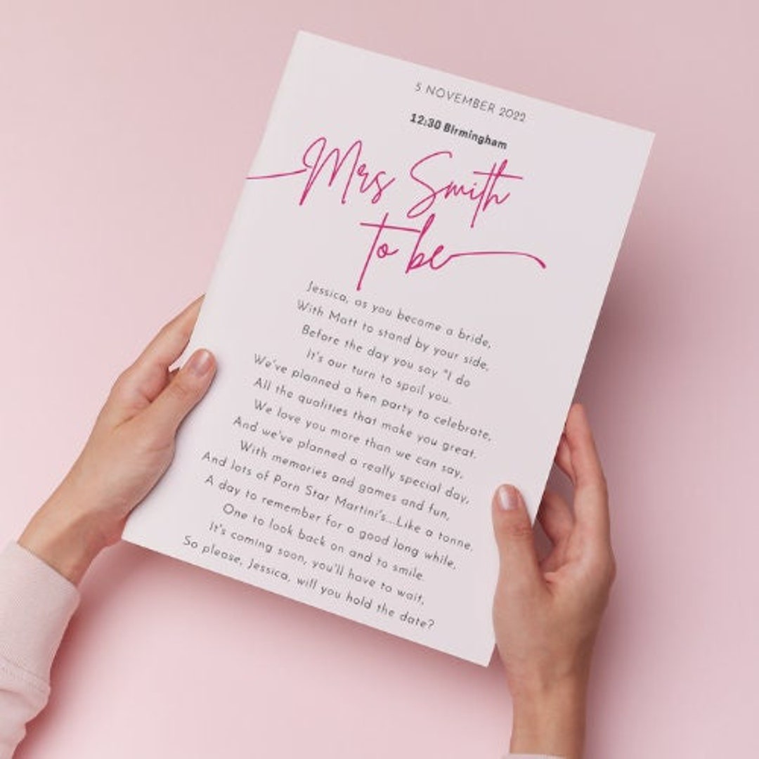 Hen Bachelorette Party Poem Invitation Template for the Bride Temp ...