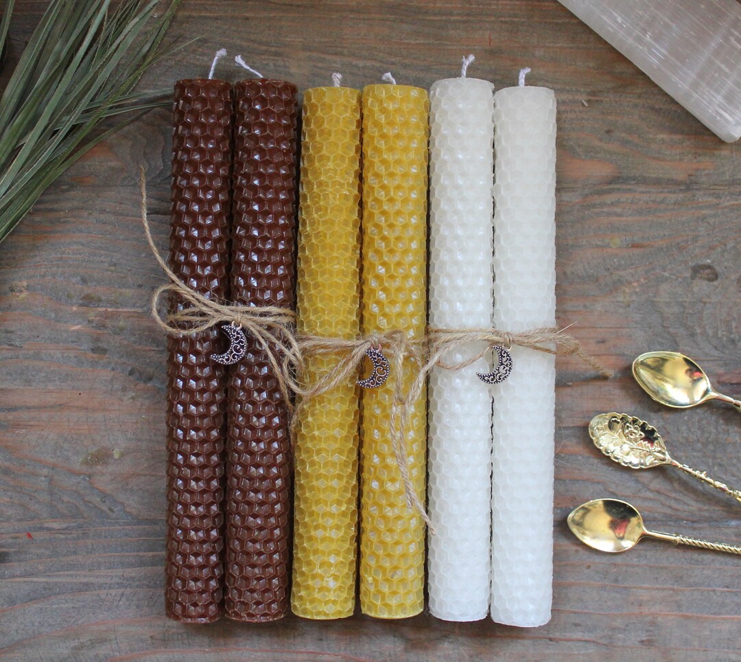 Hand-rolled Beeswax Candles: Natural Honey Scent, Set of 2 - Etsy
