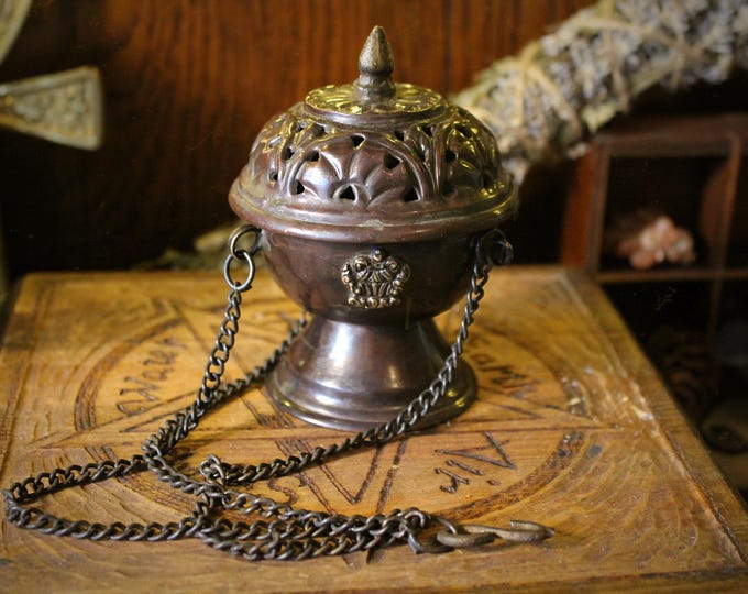 Large Brass/bronze Hanging Vessel, Incense or Lighting Fixture, Putti ...