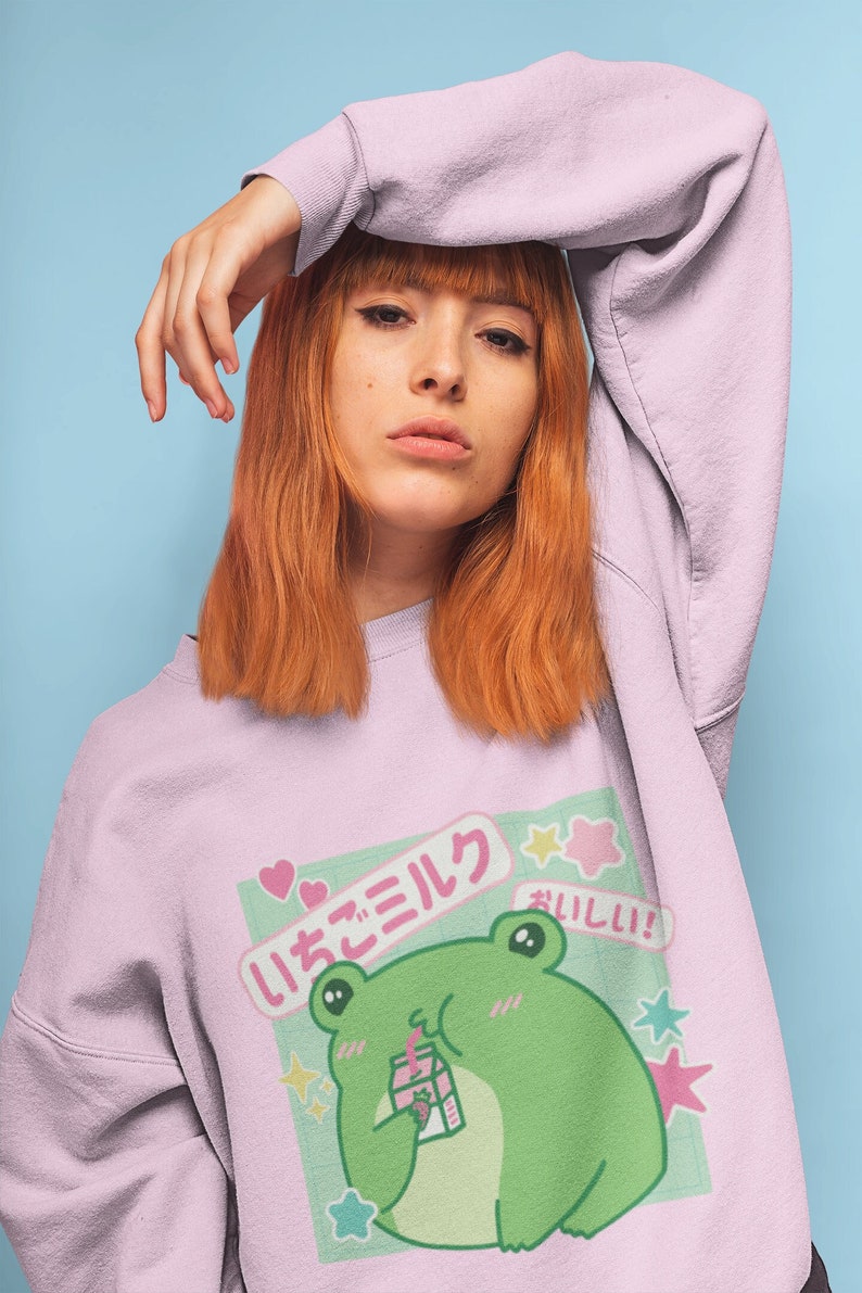 Kawaii Frog Kawaii Sweatshirt Pastel Hoodies Cute - Etsy